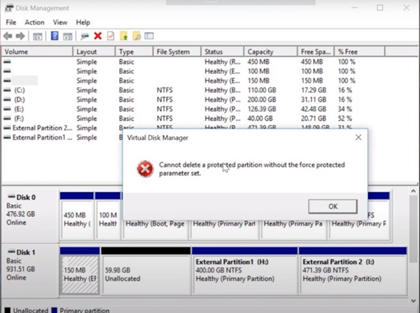 How To Delete A Protected Efi Disk Partition With Windows